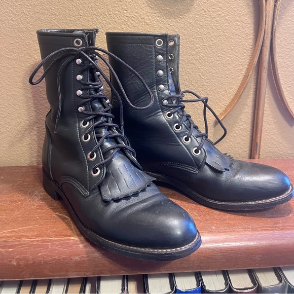 Justin Boots | Shoes | Justin Black Comb Last Lace Up Boot With Kiltie ...